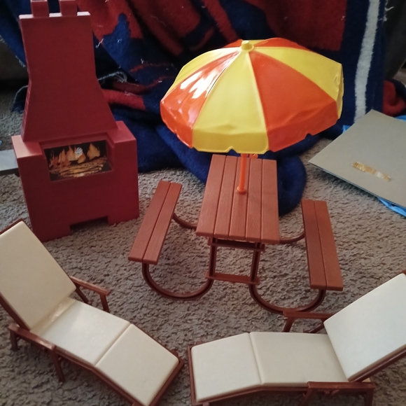 Barbie | Toys | Barbie Outdoor Playset With Yellow And Orange Umbrella ...